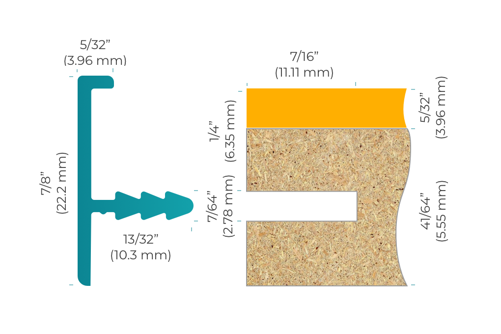 Aluminum Profile for Wood Inserts /T Molding | Cronos Design