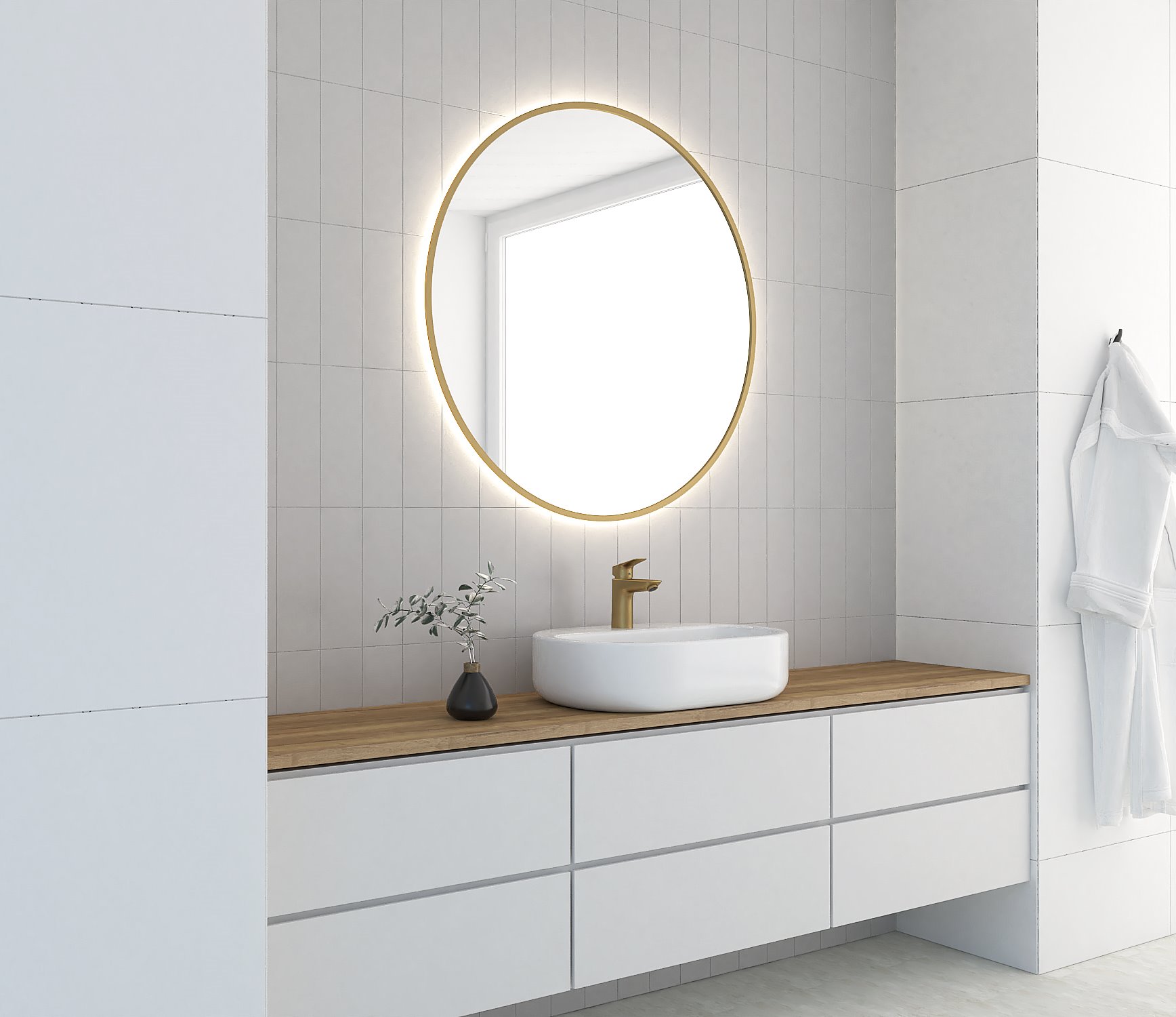 Round Line Premium Backlit Gold 31.5" x 31.5" Round Line Premium ...