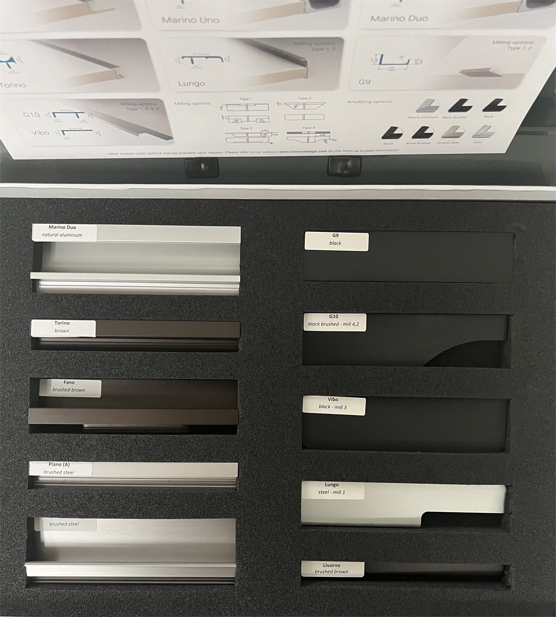 Aluminum Handles Sample Kit Aluminum Handles Samples | Cronos Design